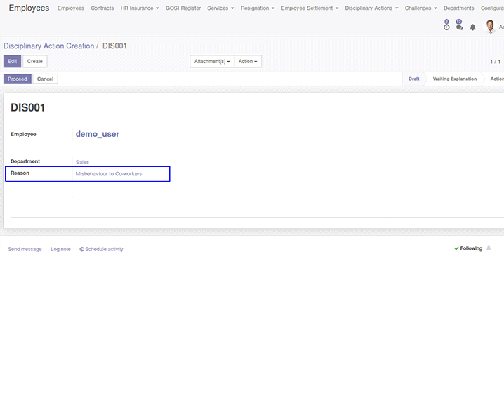 Employee disciplinary tracking | Open HRMS
