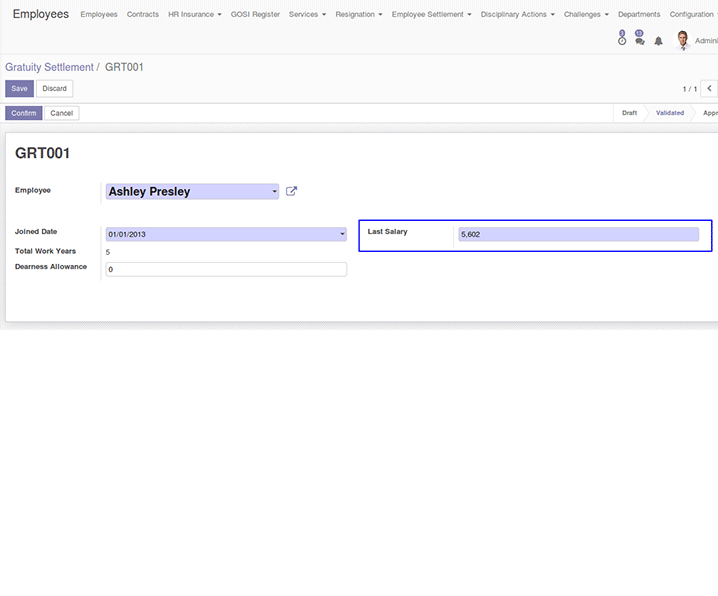 Employee gratuity settlement | Open HRMS