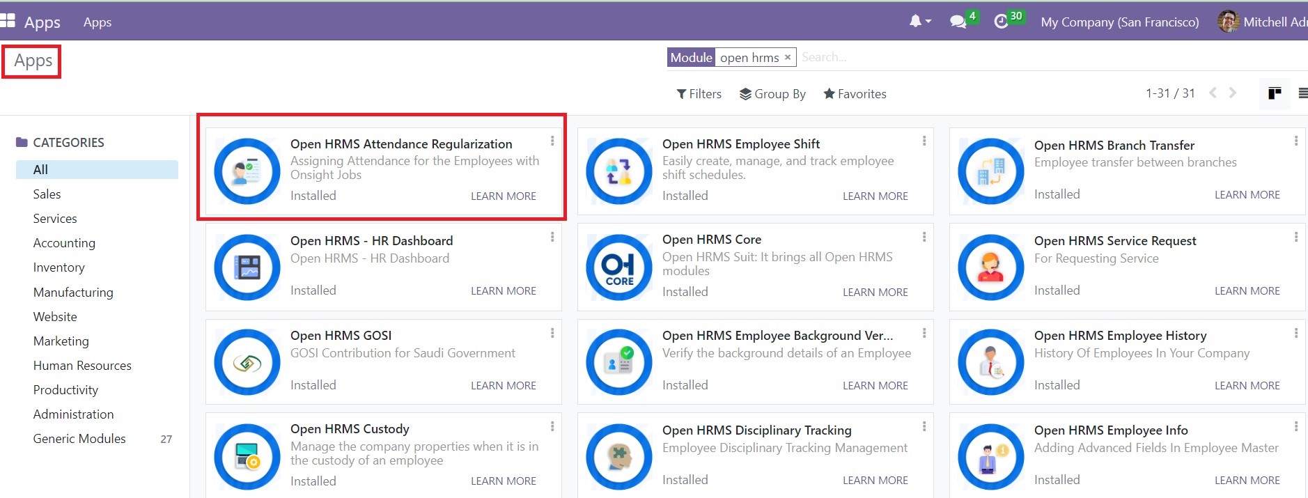 Attendance Regularization Open Hrms Book V16