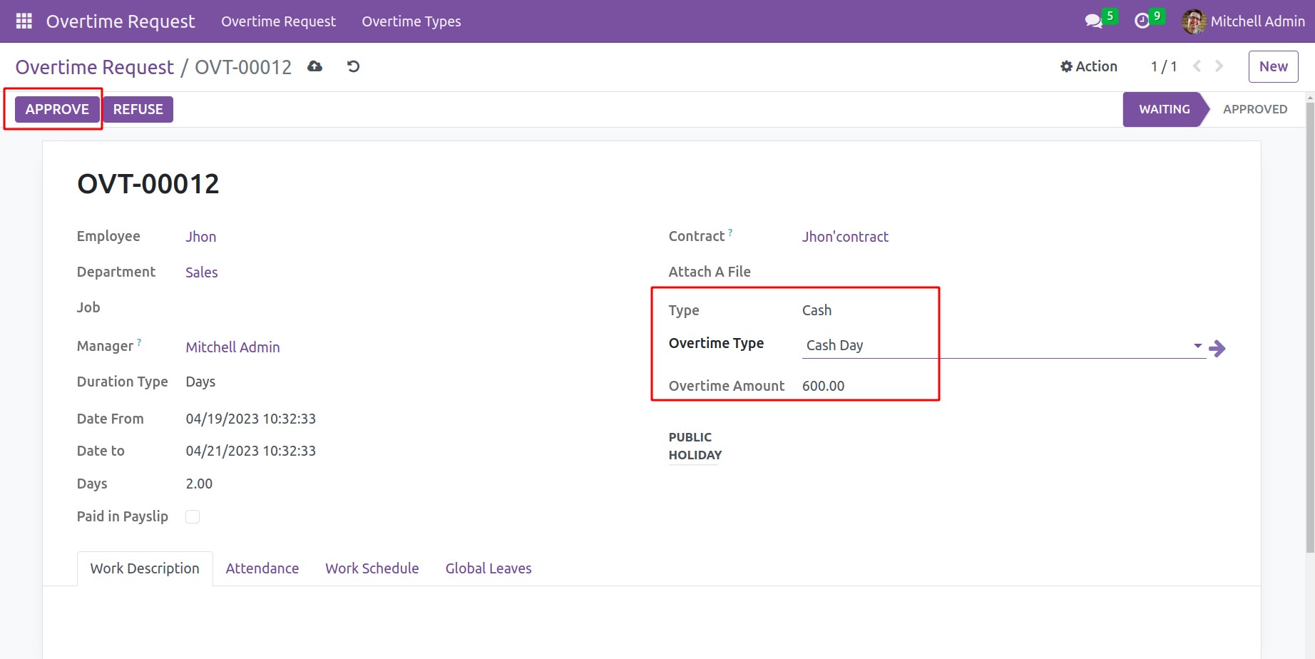 Employee Overtime | Open HRMS Book v16