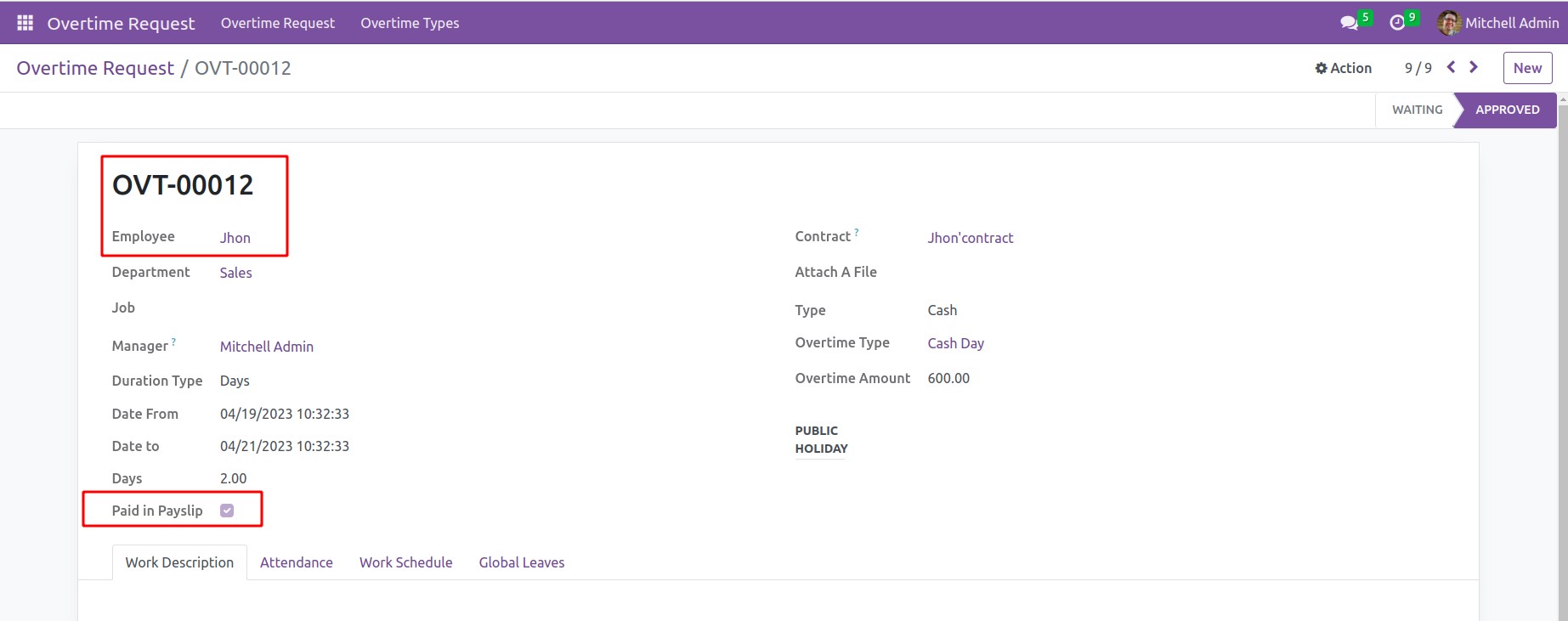 Employee Overtime | Open HRMS Book v16